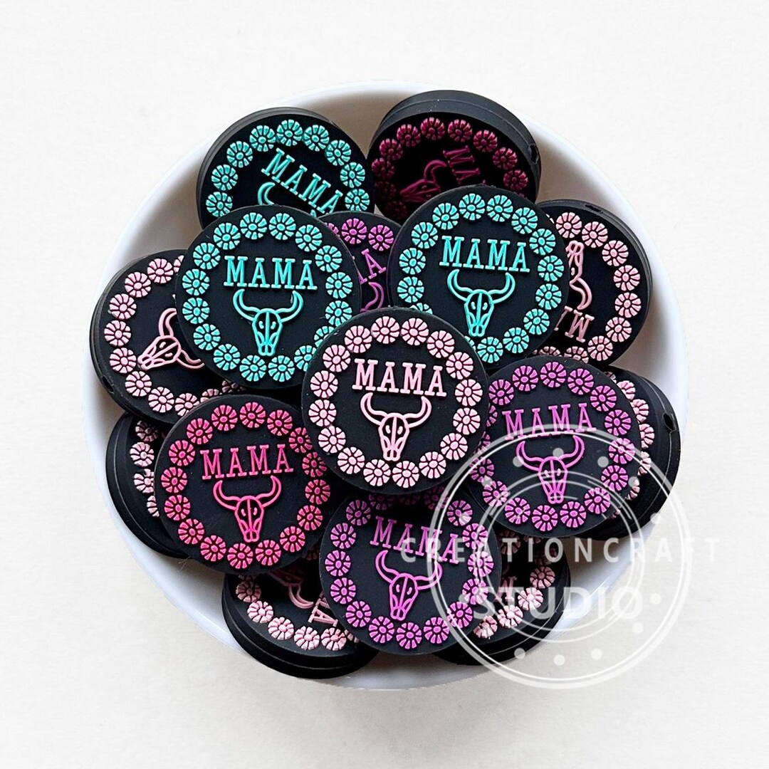 Mama Western Focal Beads,bull Head Skull Mama Beads,silicone Beads,diy ...