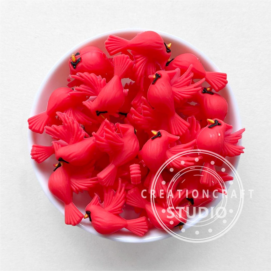 Red Cardinal Focal Beads,3d Silicone Beads,bird Beads,cardinal Silicone ...
