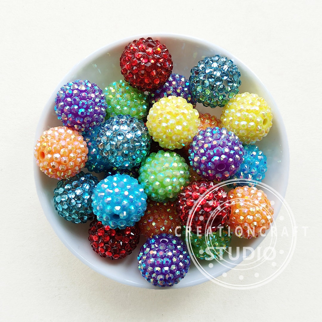 Colorful Chunky 20mm Rhinestone Bubblegum Beads, Gumball Beads, Mixed ...