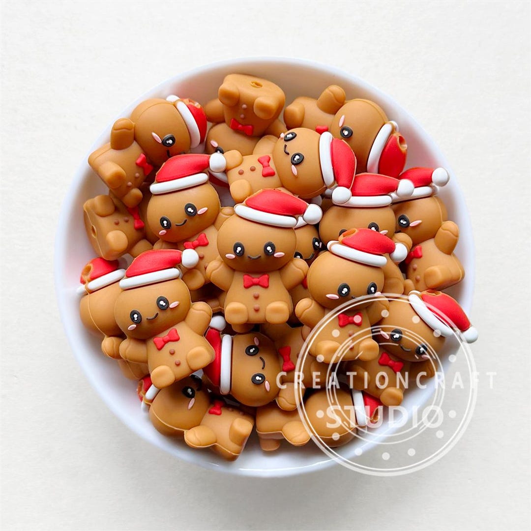 3D Gingerbread Man Beads,christmas Beads,focal Beads,keychain Beads,pen ...