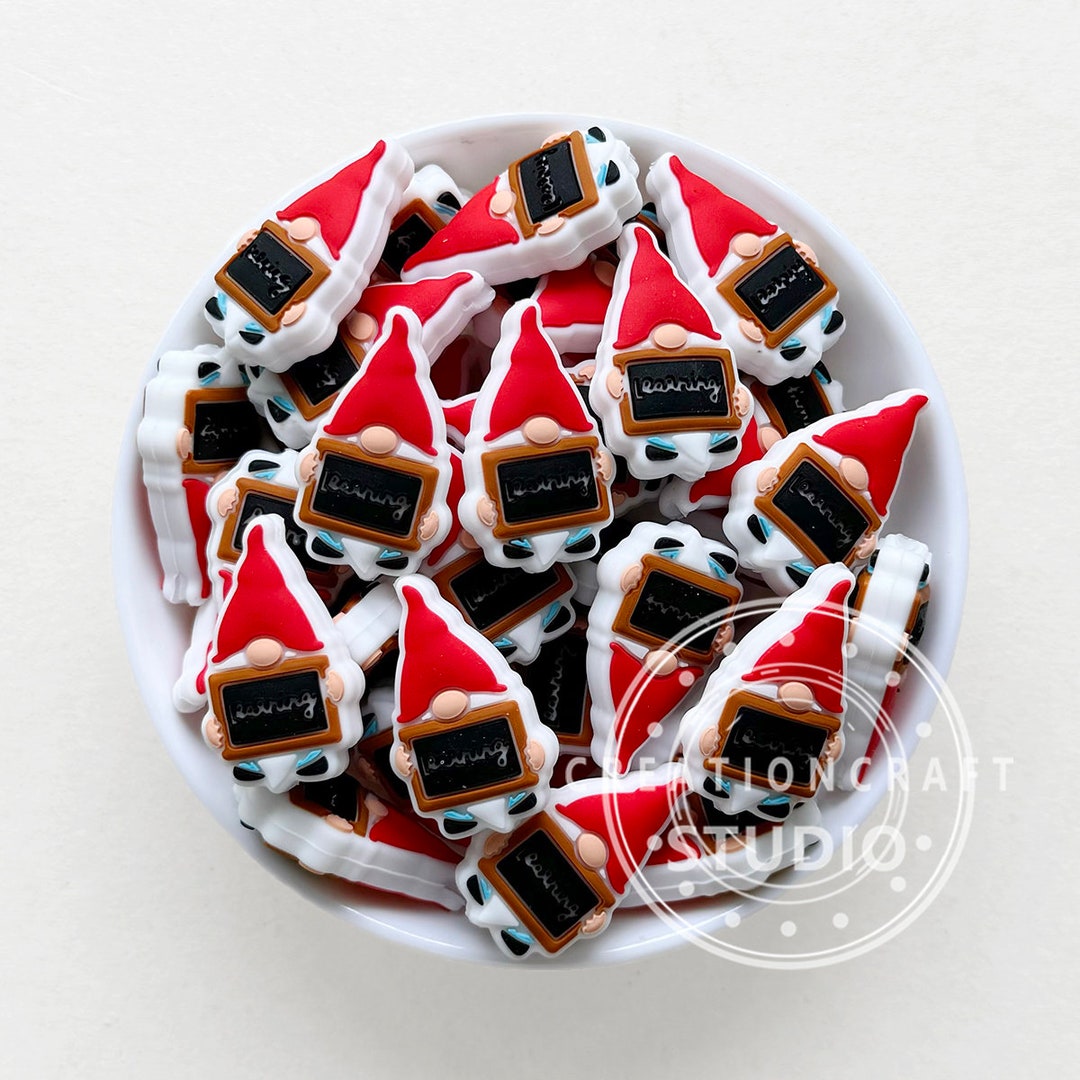 Learning School Gnomes Focal Beads, Chalkboard Gnomes Silicone Beads - Etsy