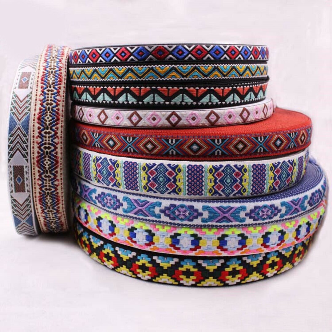 Embroidery Vintage Jacquard Ribbon, Woven Border, Ethnic Embroidered ...