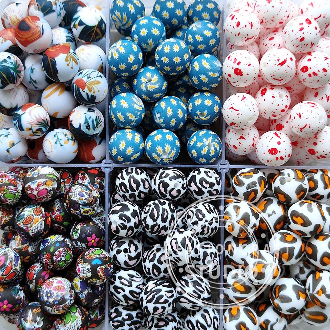 Wholesale Beads, 15mm Round Print Silicone Beads, Loose Beads - Etsy
