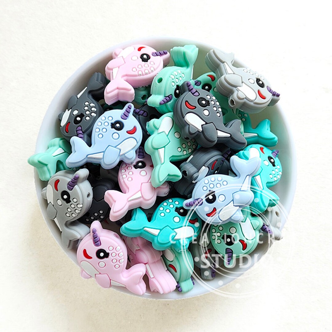 Bulk Silicone Beads Narwhal Silicone Focal Beads DIY Teacher Lanyards ...