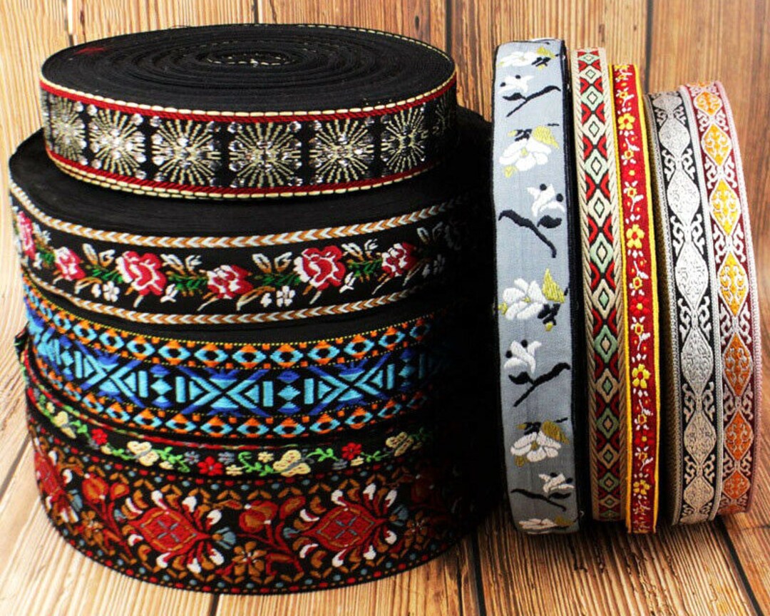 Flower Woven Jacquard Ribbon, Trim Pattern Embroidery, for Curtain ...