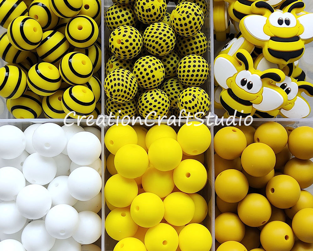 Bee Theme Silicone Beads, Bumblebee Beads, Silicone Focal Beads - Etsy