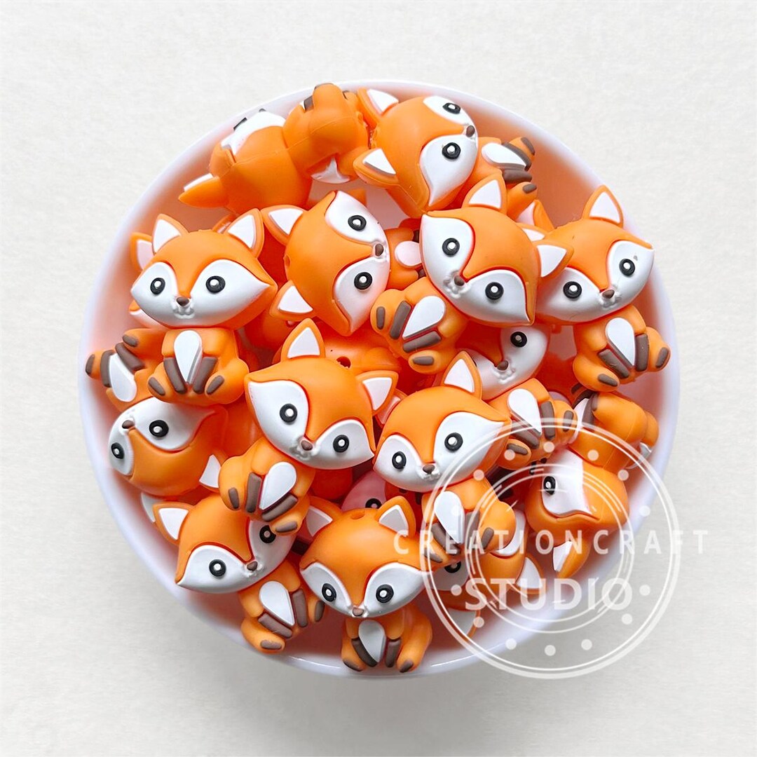 3D Fox Beads,animal Silicone Beads,bulk Beads,3d Focal Beads,diy ...