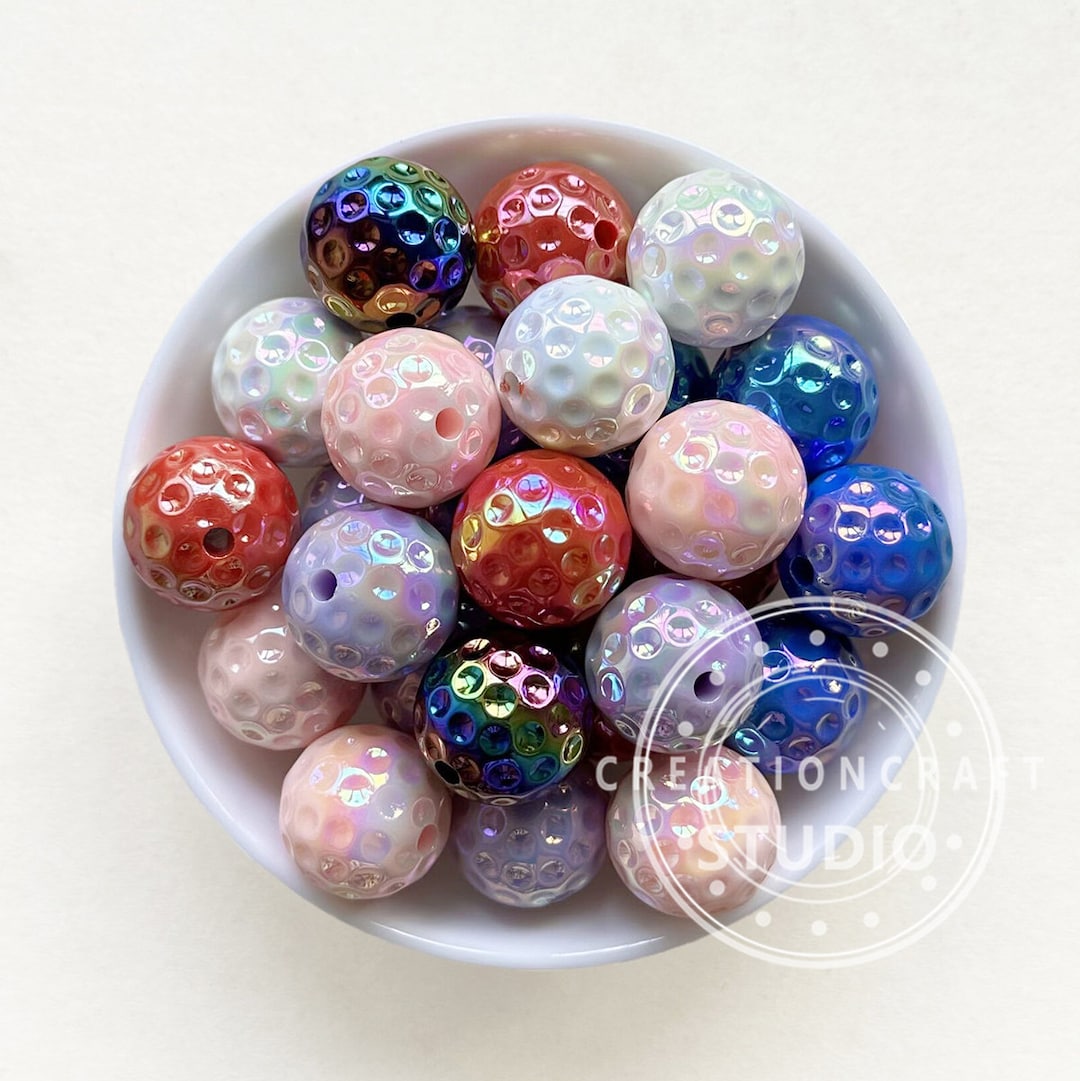 Wholesale Beads, 20mm UV Golf Balls Mixed Color Bubblegum Beads, Round ...