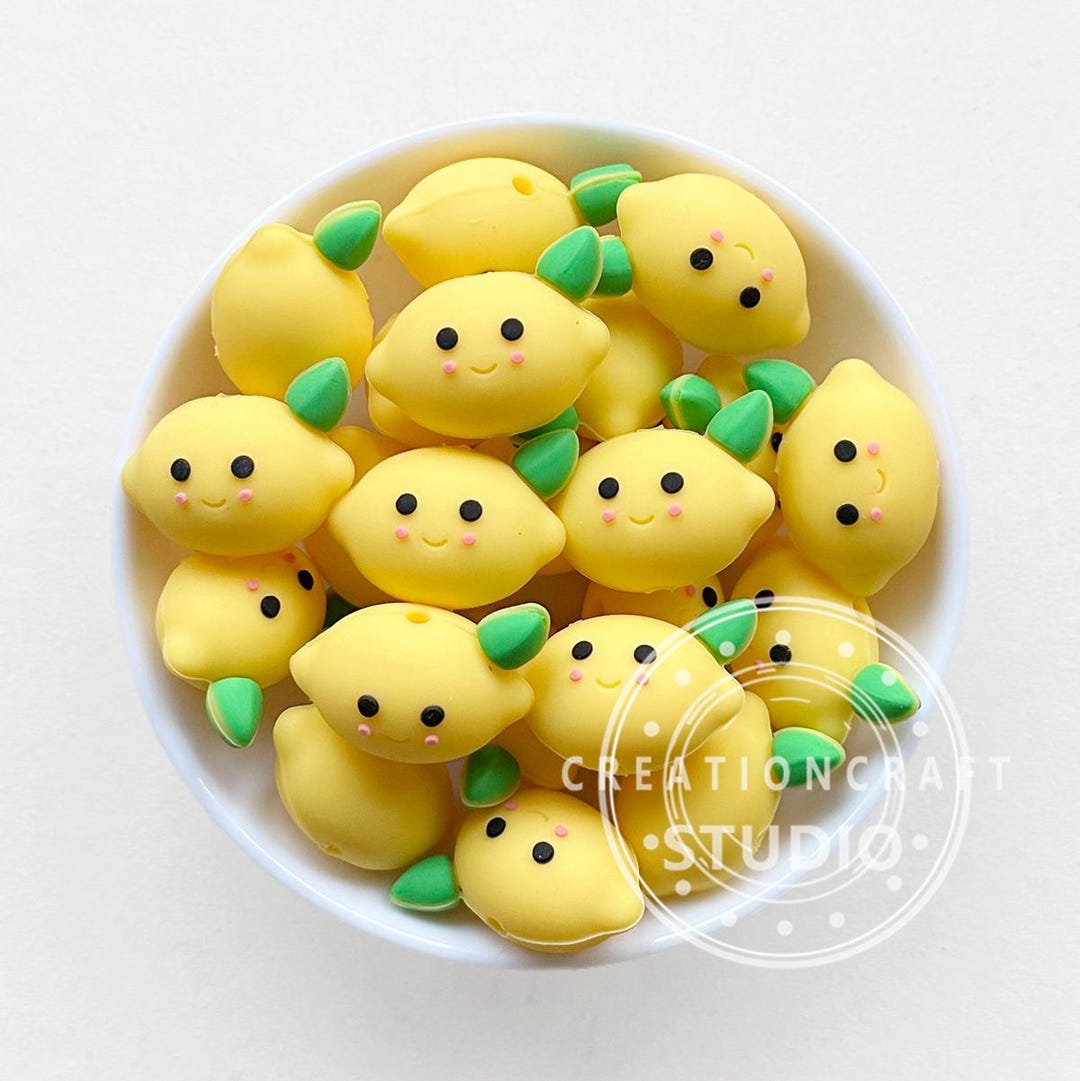 3D Lemon Silicone Beads,pen Focals Beads,cute Lemon Focal Silicone ...