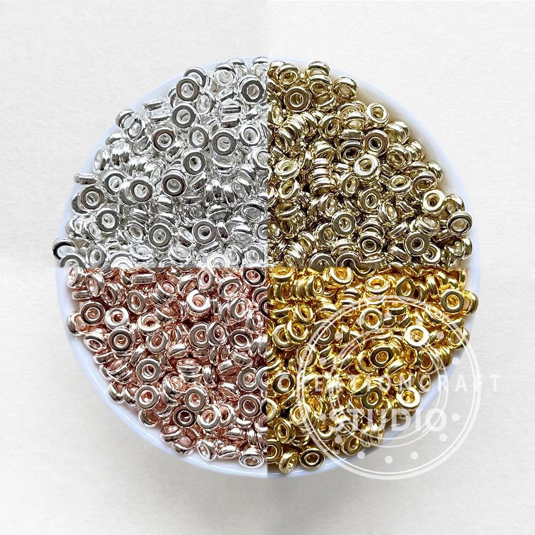 Gold,silver,rose Gold 6mm Flat Disc Spacers,ccb Plastic Spacers Beads ...