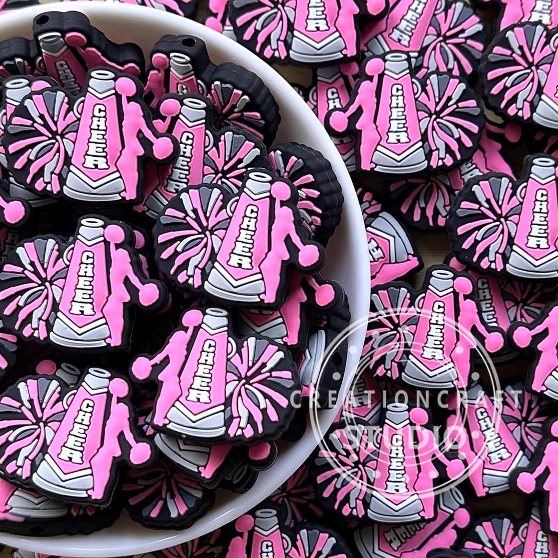 Cheer Beads,jewelry Beads,cheerleader Focal Beads,silicone Beads,for ...
