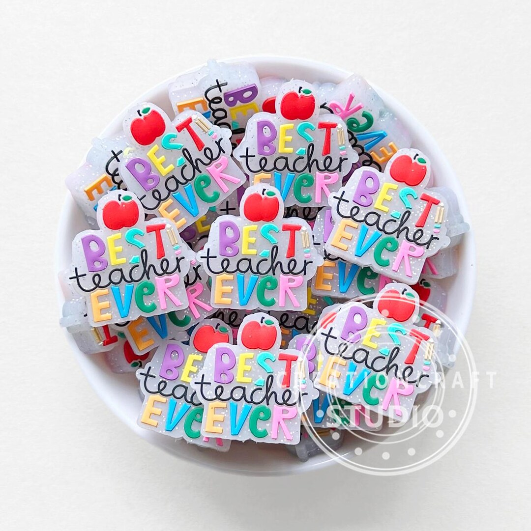 Back to School Silicone Beads,best Teacher Ever Beads,teacher Focal ...