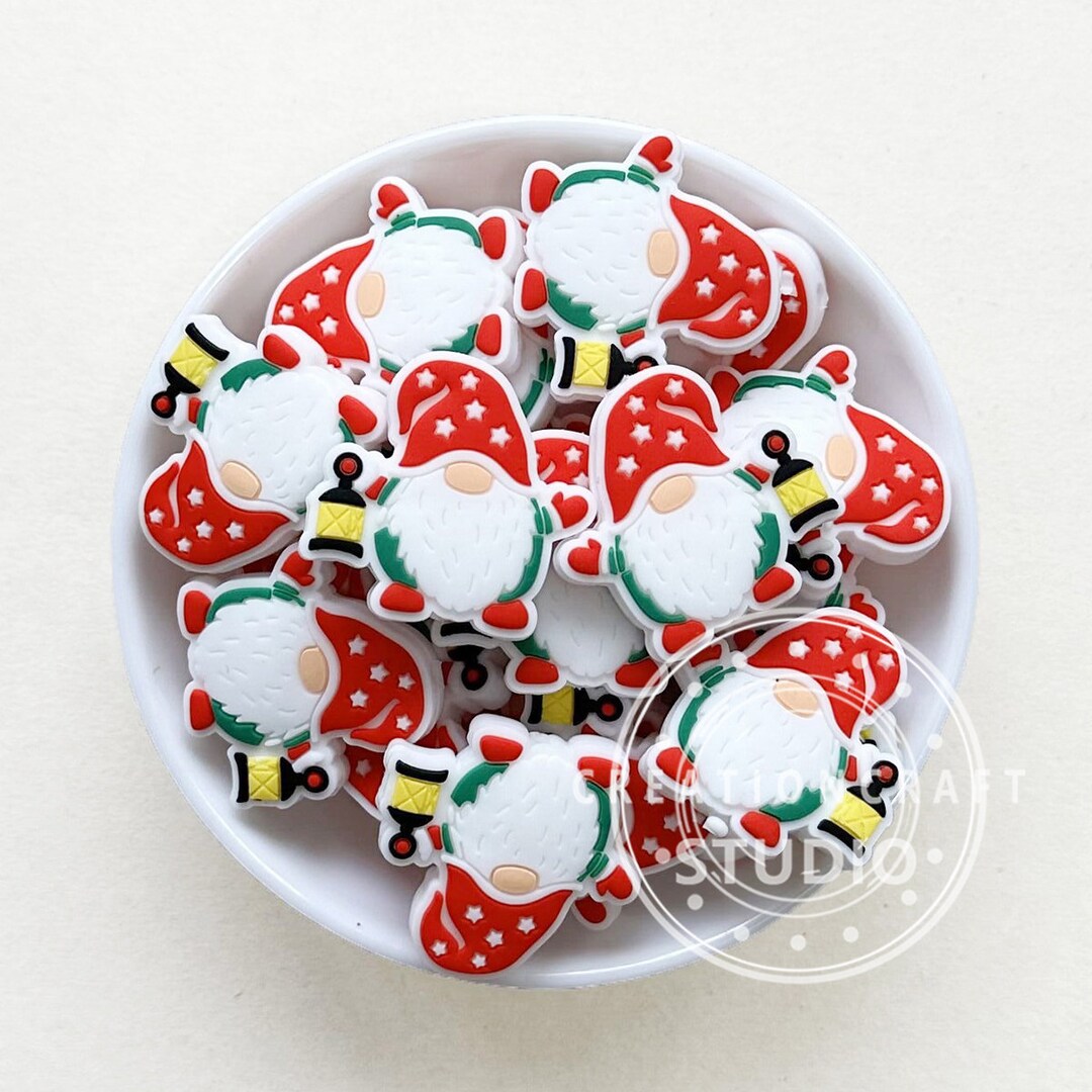 Focal Silicone Christmas Gnome With Lantern Beads, Santa Claus Silicone ...
