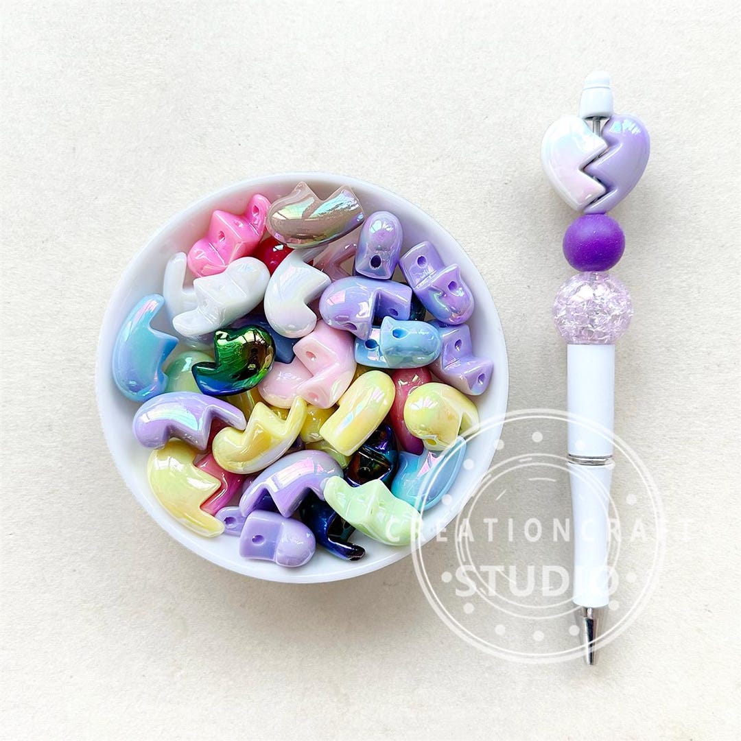 Random Assorted Color Broken Heart Beads, UV Acrylic Beads, Broken ...