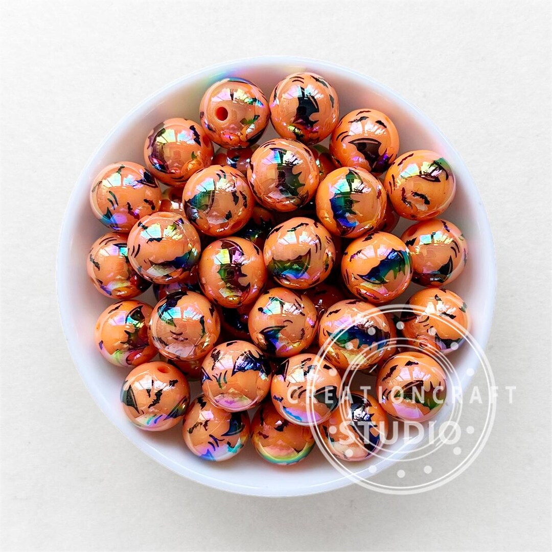 UV Bat Halloween Beads, 16mm Gumball Acrylic Beads, Halloween Ornament ...