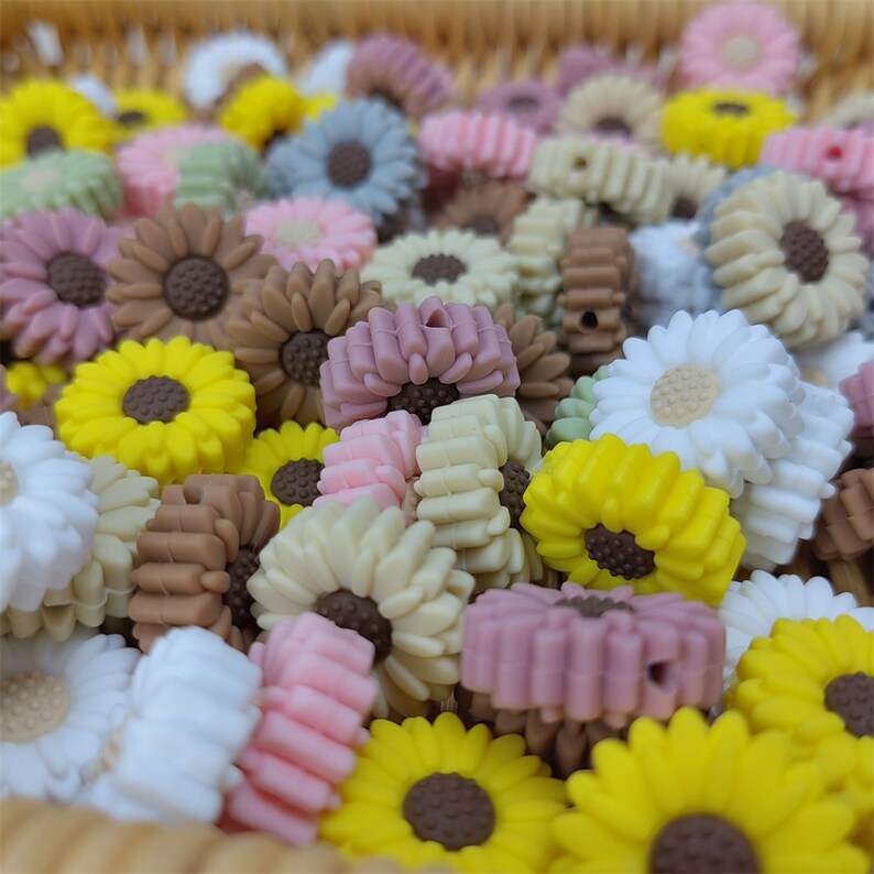 Sunflower Silicone Beads 20/30mm Sunflower Beads Daisy - Etsy