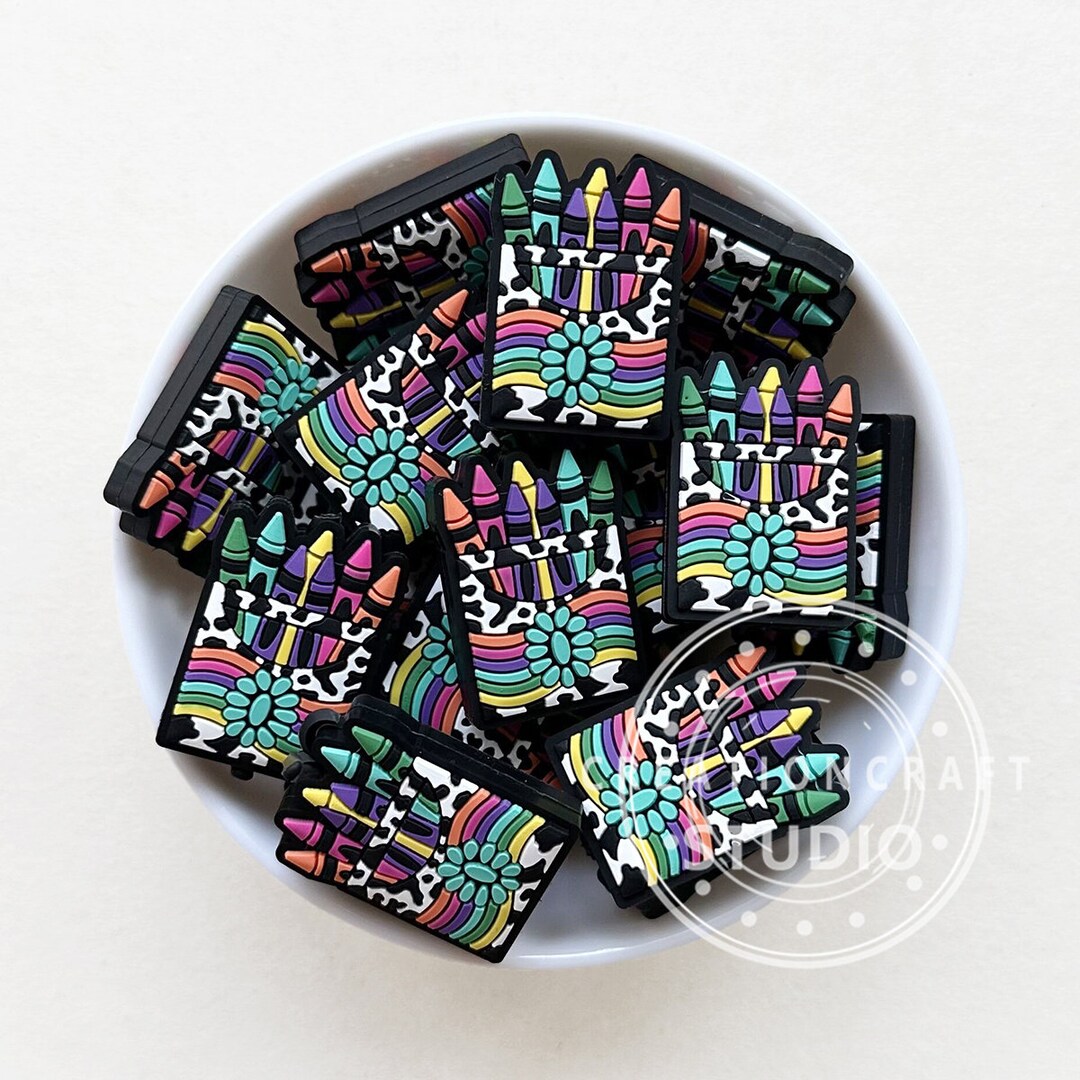 Western Cow Crayon Silicone Beads, Pen Focals Beads - Etsy