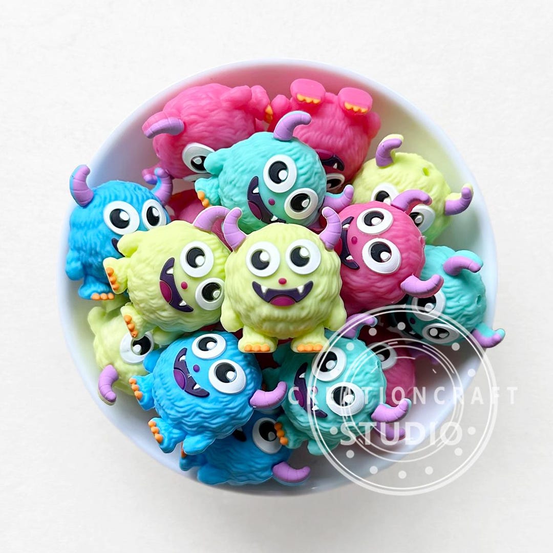 3D Monster Assorted Beads,cute 3D Silicone Beads,focal Beads,keychain ...