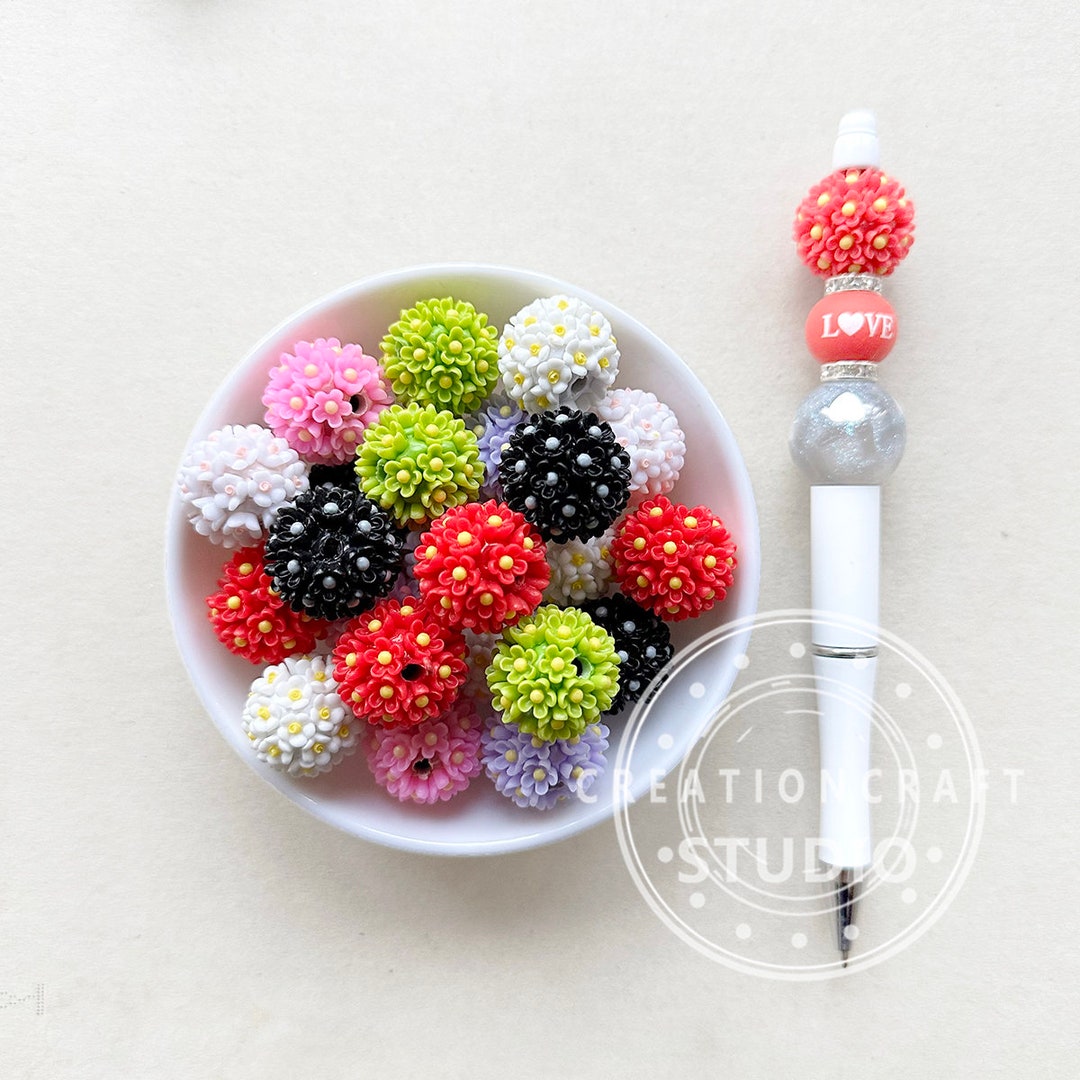 Fancy Beads, Floral Beads, Flower Ball Mix, 20mm Chunky Beads, Polymer ...