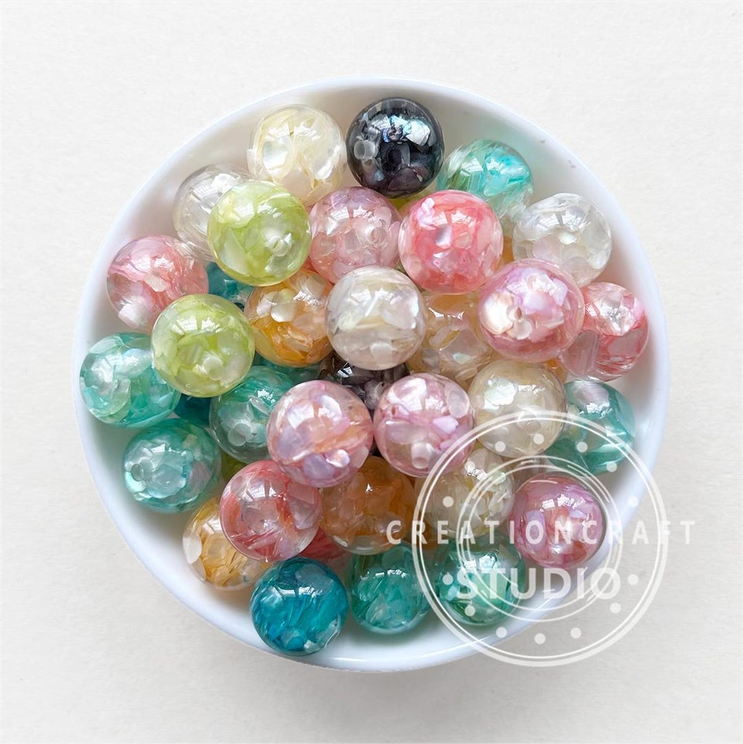 16mm 20mm Shell Flakes Bubblegum Beads, Chunky Beads, Resin Gumball ...