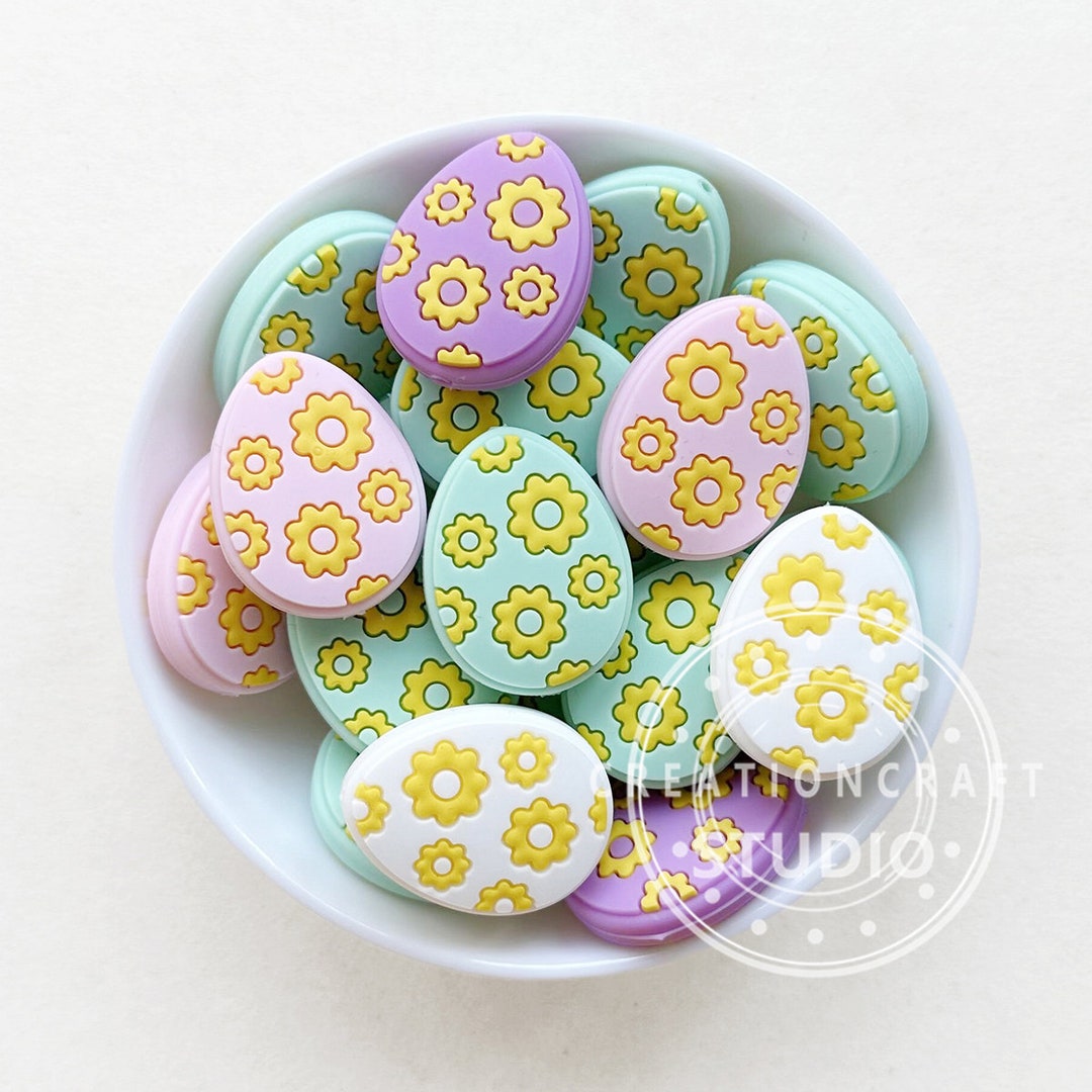 Easter Egg Focal Beads, Easter Silicone Beads, Floral Egg Beads - Etsy