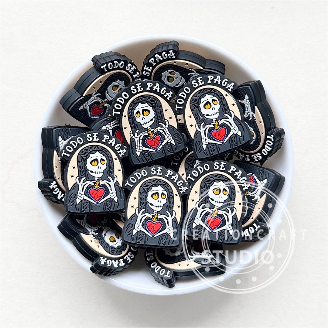 Halloween Focal Beads, Spooky Skeleton Beads, Retro Halloween Silicone ...