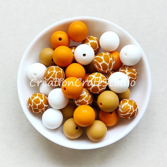 Mixed Color Giraffe Print Silicone Beads Round Silicone - Etsy