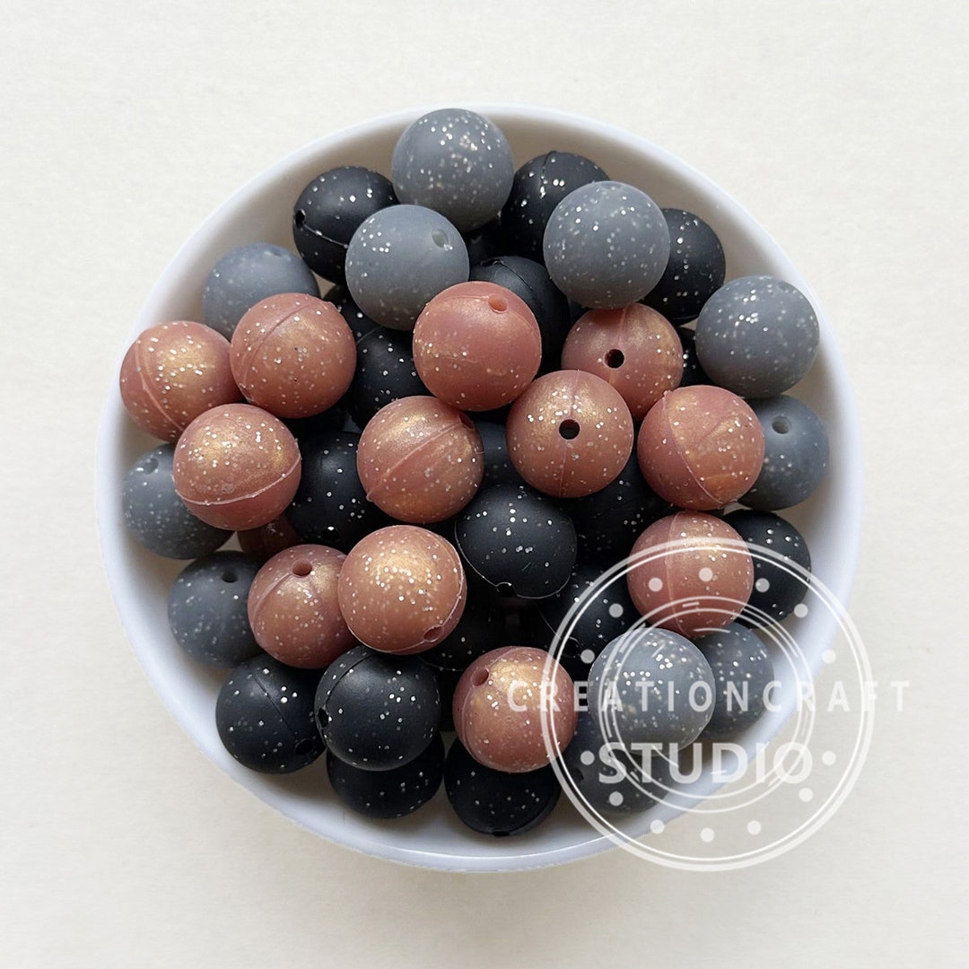 15mm New Glitter Round Silicone Beads, Silicone Bulk Beads, Loose ...