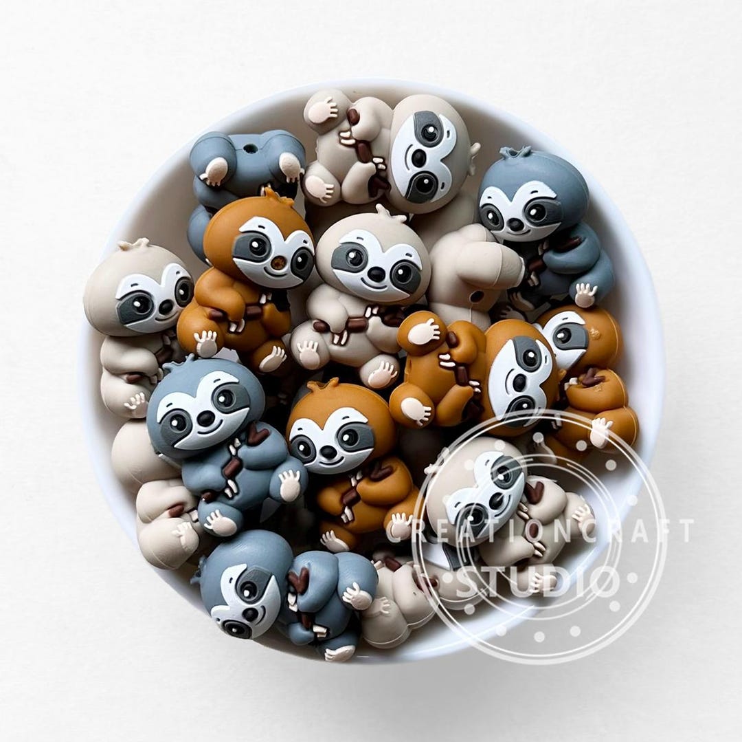 3D Sloth Focal Beads,bulk Silicone Beads,animal Beads,diy Cup Charm - Etsy