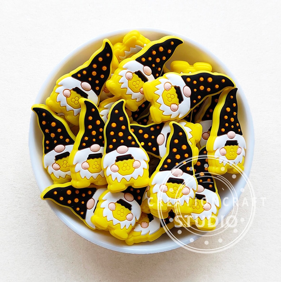 Honey Bee Gnomes Focal Silicone Beads, Bee Gnome Shape Loose Beads ...