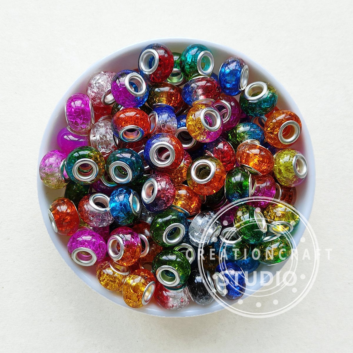 Resin Imitation Glass Bead, Large Hole Faceted Beads, European Lampwork ...