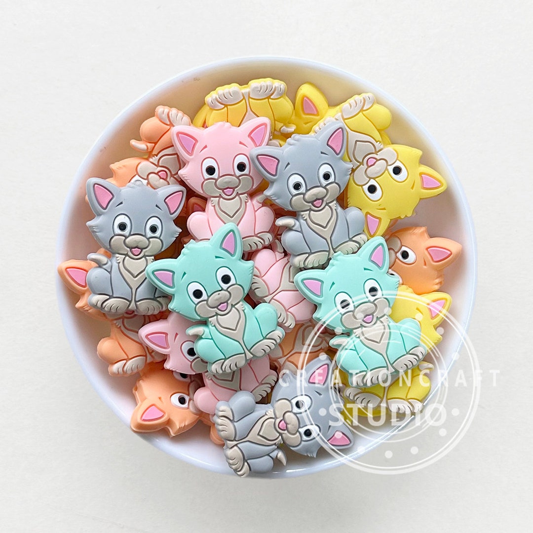 Cartoon Cat Mix Color Silicone Beads, Animal Beads, Loose Beads - Etsy