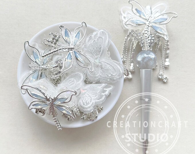 Big Fancy Dragonfly Beads, Lace Butterfly Beads,sparkling Rhinestones ...