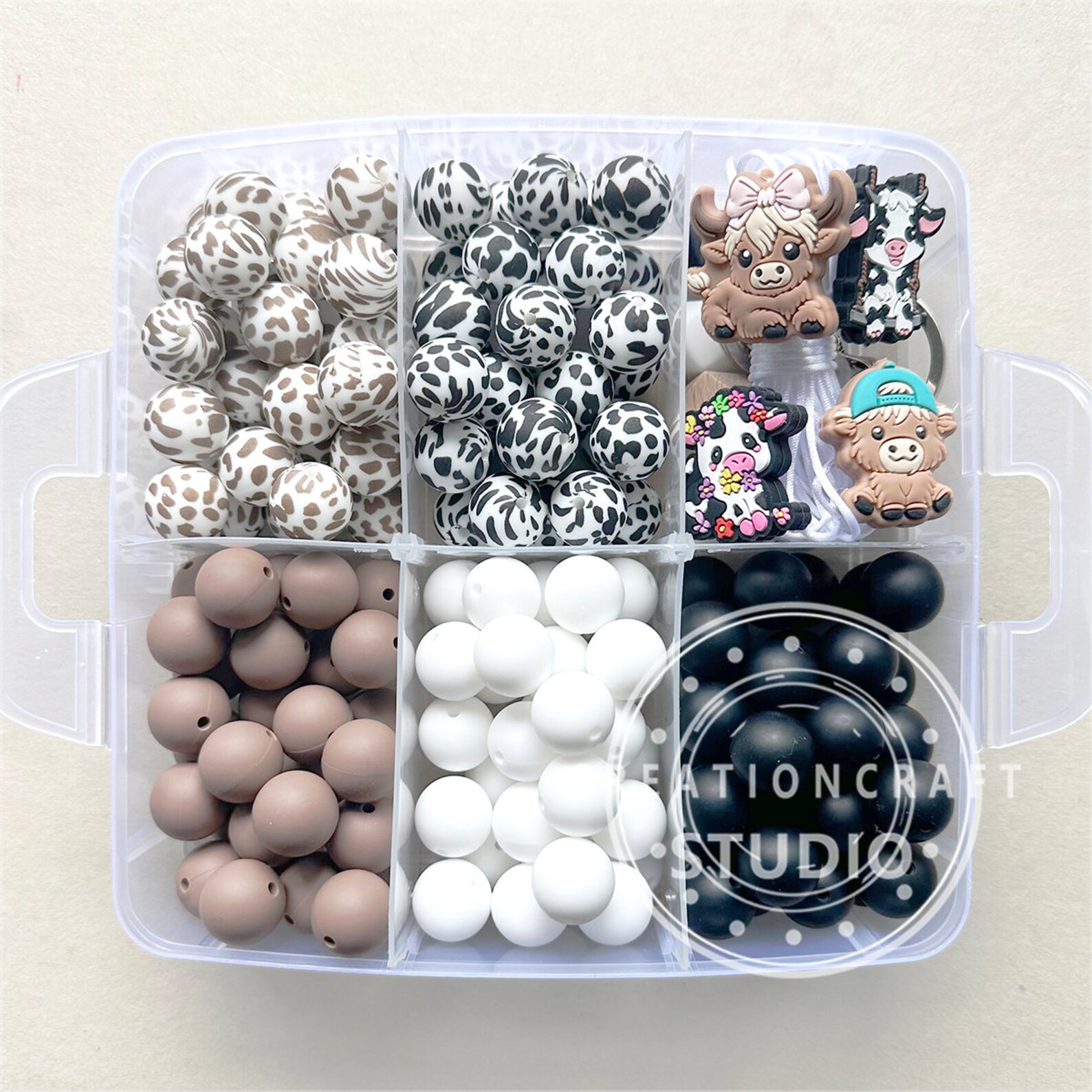165pcs Cow Beads Kit, Silicone Beads Kit, Focal Beads, Assorted Beads ...