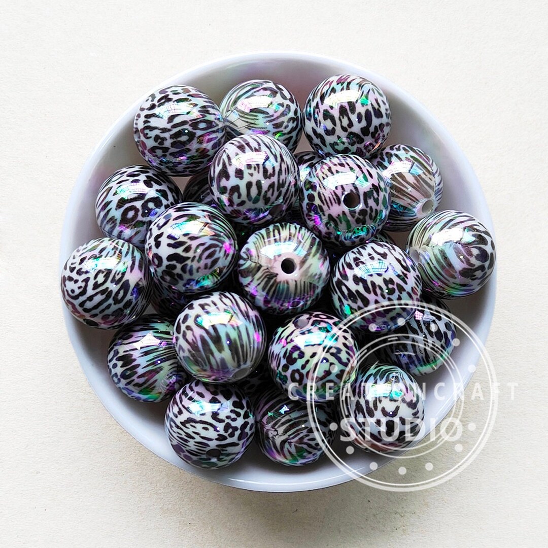 Black Leopard Print Gumball Bead,ab Chunky Bubblegum Acrylic Beads ...