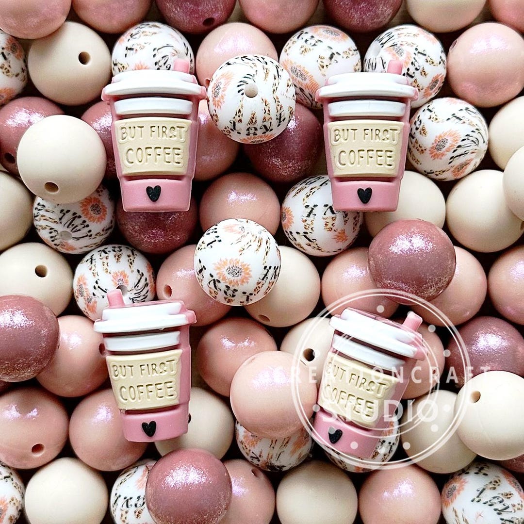 24/48pcs Assorted Beads,3d Coffee Beads,but First Coffee Beads,loose ...