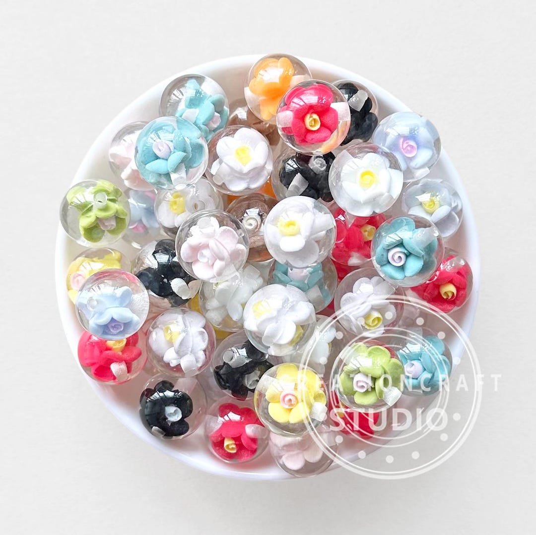 16mm Flower Gumball Beads Mixed Color,16mm Acrylic Beads Jewelry ...