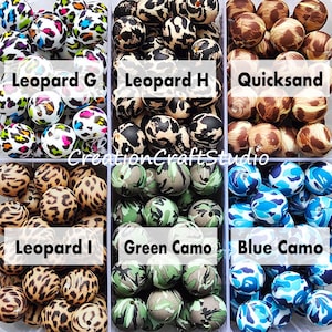 Leopard Loose Beads, Bulk 12/15mm Round Print Silicone Beads, High ...