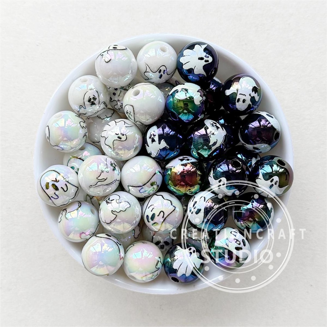 16mm UV Ghost Beads, Spooky Beads, Halloween Beads, Acrylic Beads ...