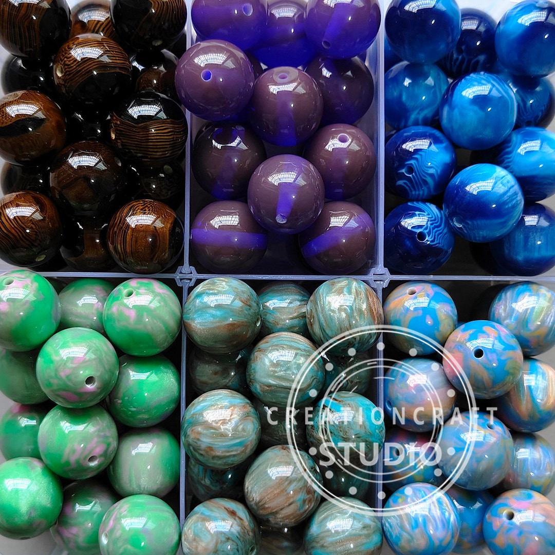 20mm Chunky Pearlescent Bubblegum Beads, Acrylic Beads in Bulk, 20mm ...