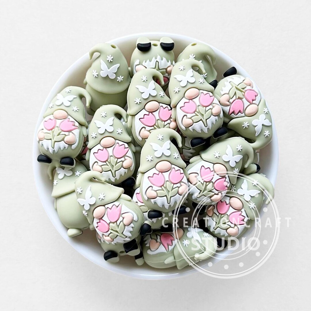 Tulip Gnome Focal Beads,3d Spring Silicone Beads,diy Beaded Pen Craft ...