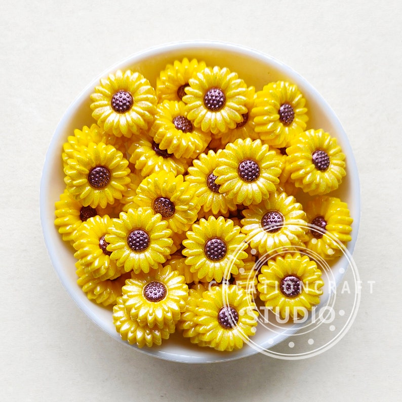 Opal Sunflower Silicone Beads, 20mm Daisy/sunflower Shape Beads ...