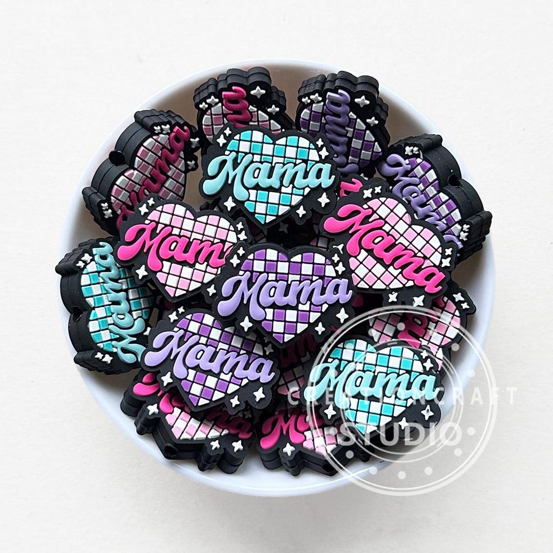 Mama Silicone Beads,focal Beads,bulk Silicone Beads,mama Heart Beads - Etsy