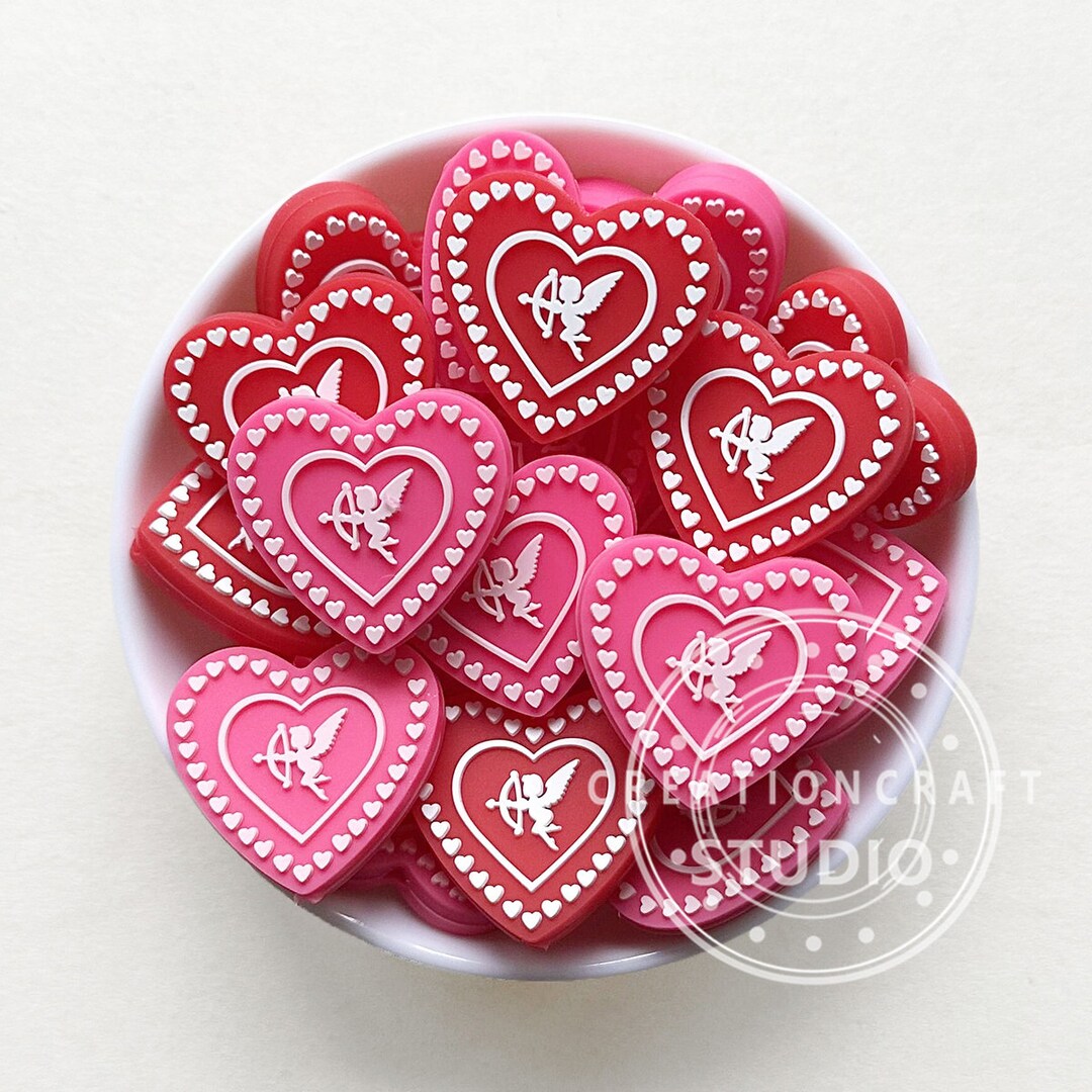 Valentine's Day Cupid Love Heart Focal Silicone Beads, Love Beads - Etsy