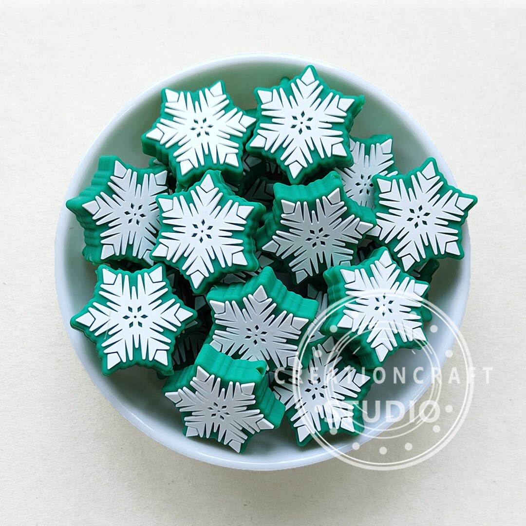 Green Snowflake Focal Silicone Beads, Christmas Snowflake Beads - Etsy