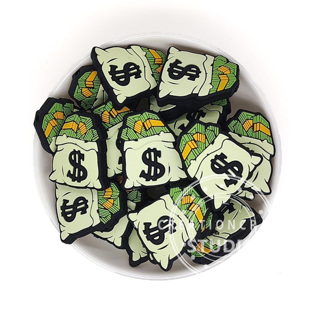 1-100pcs Money Bag Silicone Beads, DIY Bead Pen, Silicone Focal Beads ...