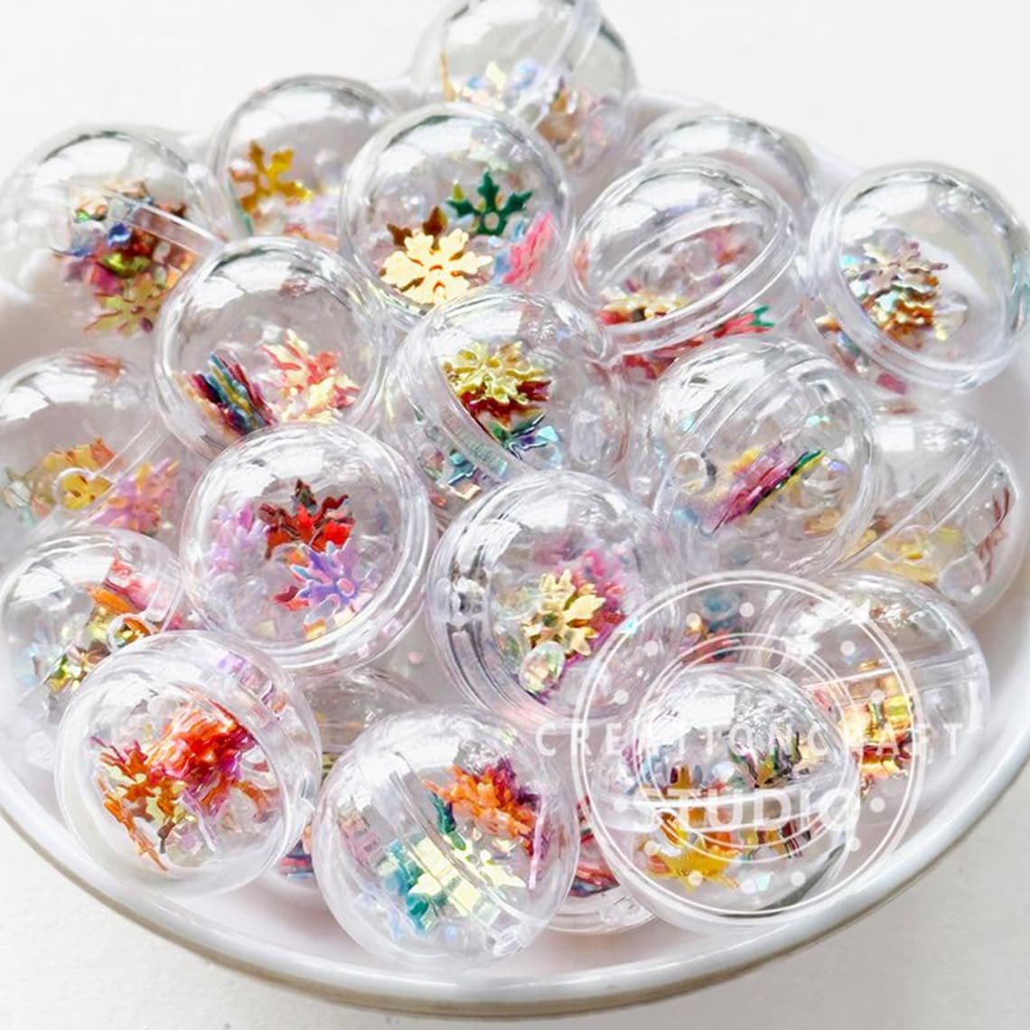 20mm Clear Acrylic Floating Beads,snowflake Sequin Crystal Beads Filled ...