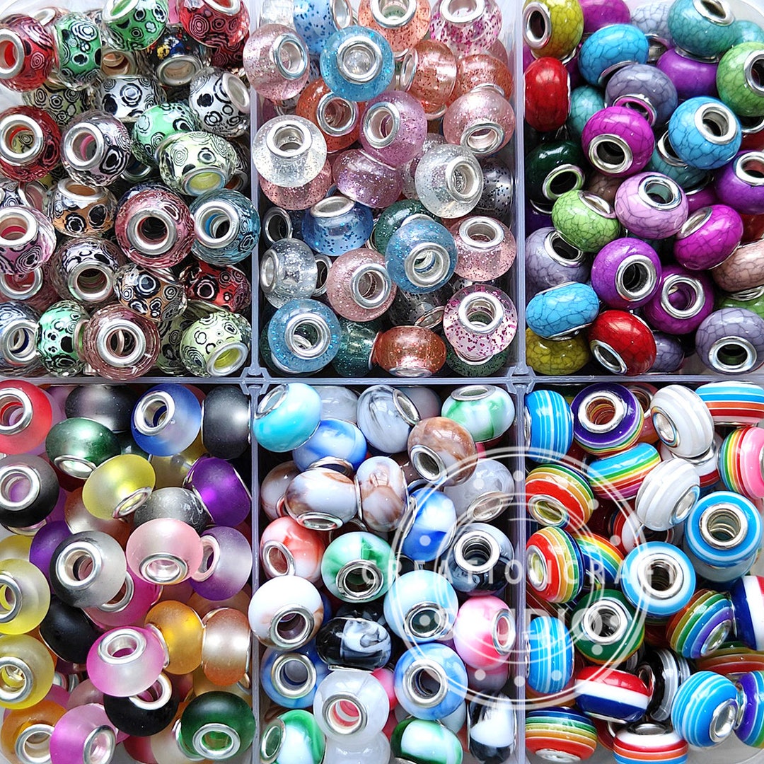 Assorted Lampwork Large Hole Bead, Resin Beads, Fit European Charm ...