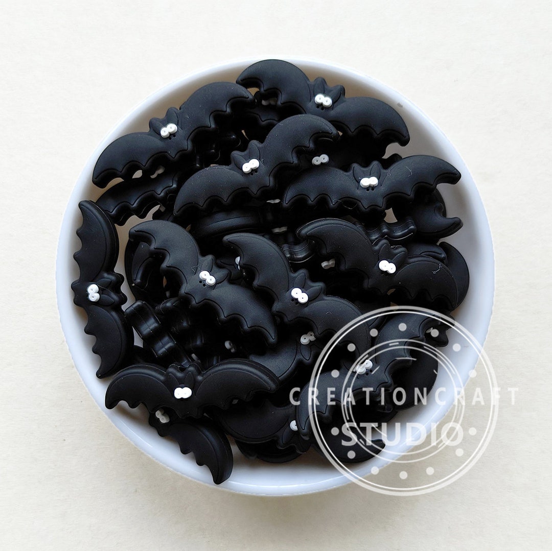 Halloween Spooky Black Bat Focal Silicone Beads, Wholesale Silicone ...