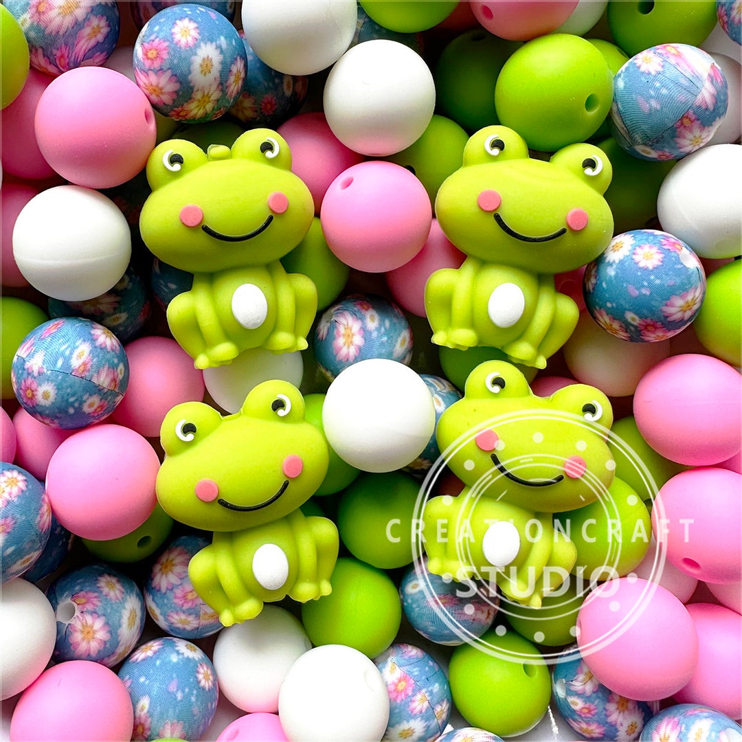 Frog Beads, Focal Beads, 15mm Round Beads Mix, Silicone Beads Bulk ...